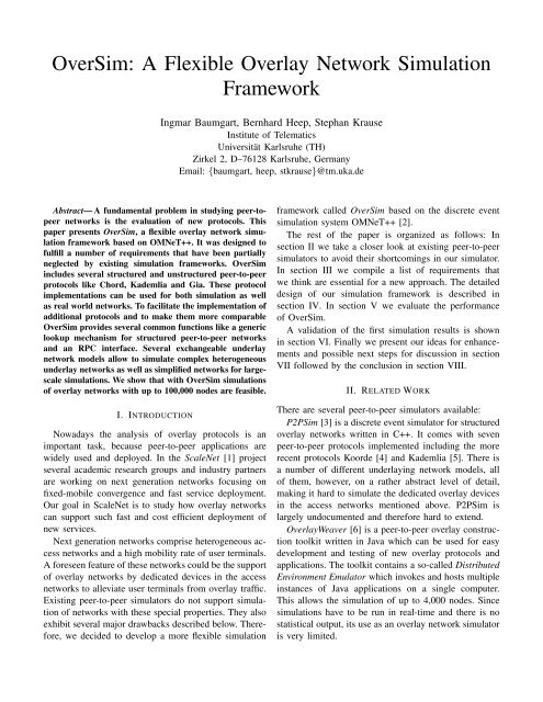 OverSim: A Flexible Overlay Network Simulation Framework