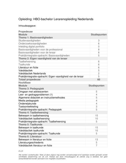 Opleiding: HBO-bachelor Lerarenopleiding Nederlands