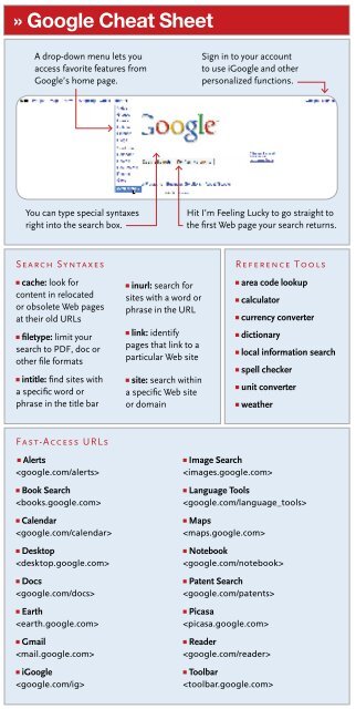 Google Cheat Sheet - Family Tree Magazine