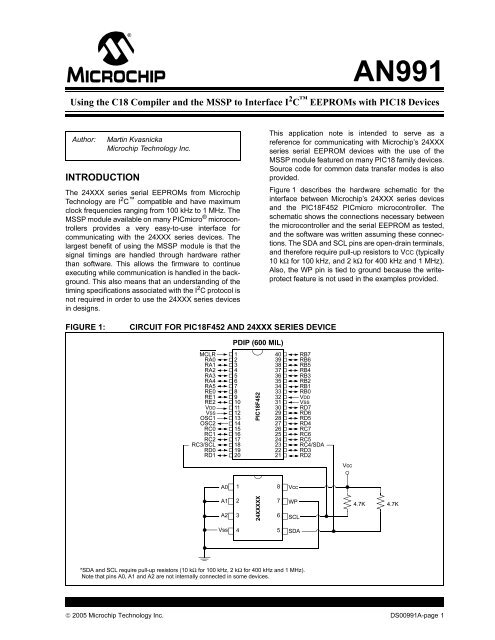INTRODUCTION Using the C18 Compiler and the MSSP to Interface ...