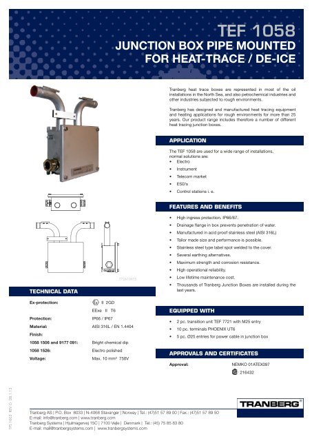 Datasheet - Tranberg