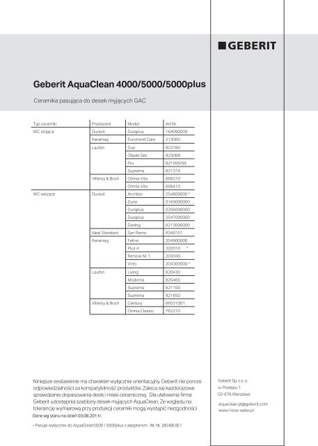 Geberit AquaClean 4000/5000/5000plus