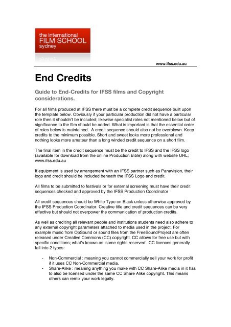 End Credits - IFSS Production