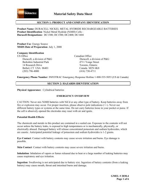 MSDS - Batteries Plus