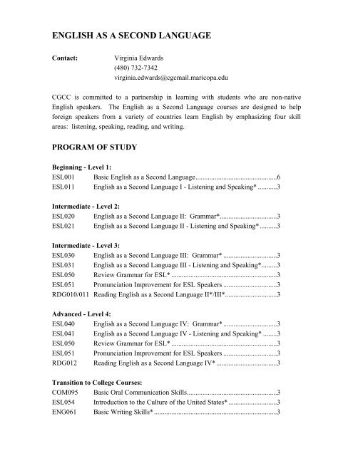 ENGLISH AS A SECOND LANGUAGE