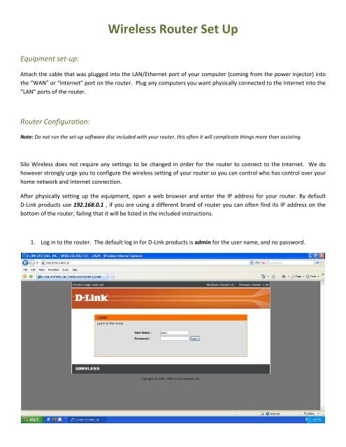 How to set-up a wireless router - Silo Wireless
