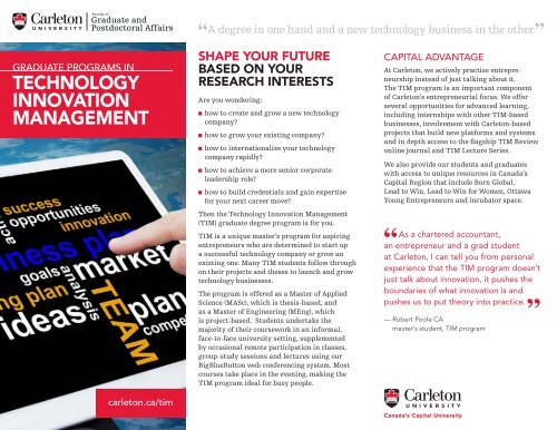 About the TIM program - Carleton University
