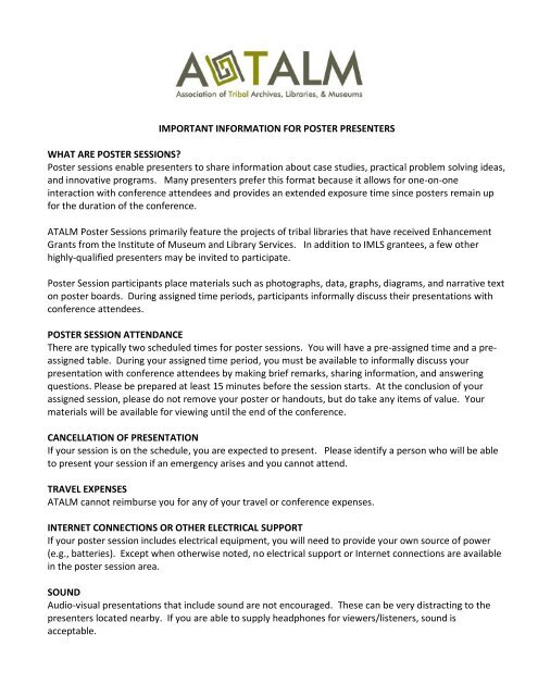 IMPORTANT INFORMATION FOR POSTER PRESENTERS WHAT ...