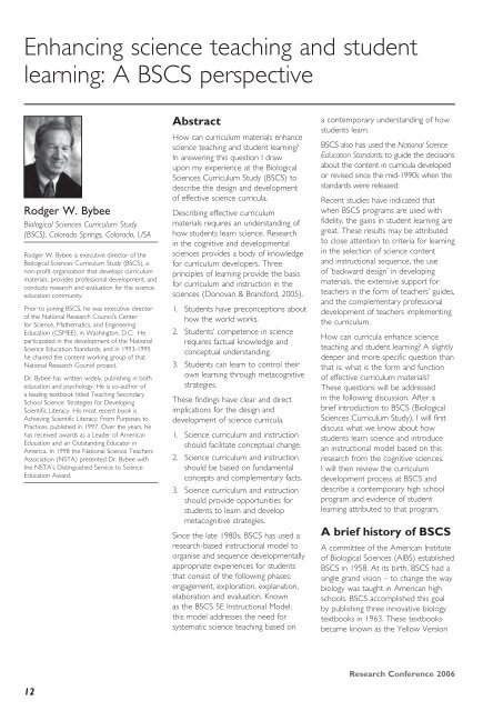 Enhancing science teaching and student learning: A BSCS ... - ACER