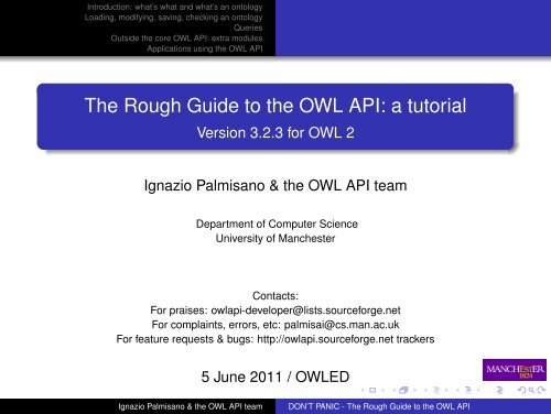 The Rough Guide to the OWL API: a tutorial - SourceForge