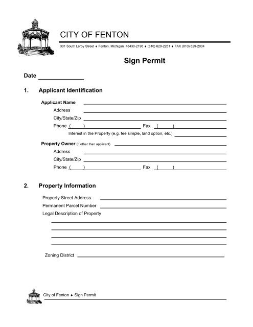 Sign Permit Application - City of Fenton