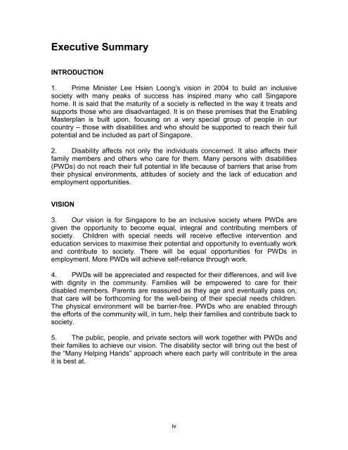 Executive Summary - Ministry of Social and Family Development