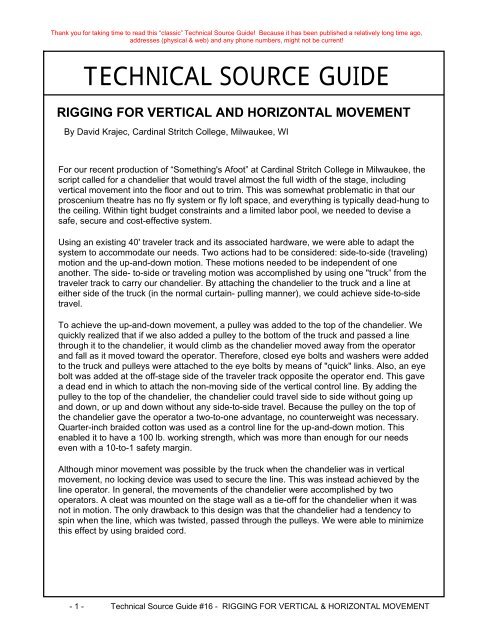Rigging for Vertical & Horizontal Movement - Designs by Patrick Immel