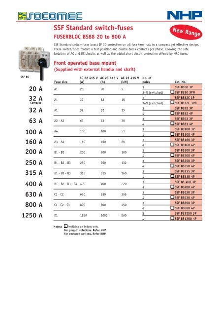 SSF Standard switch-fuses - NHP