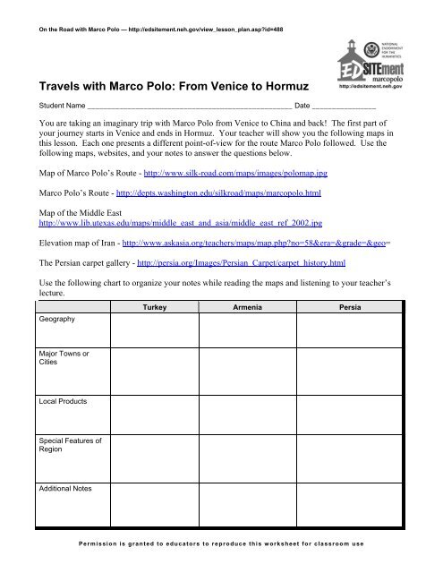 Lesson plan marco polo
