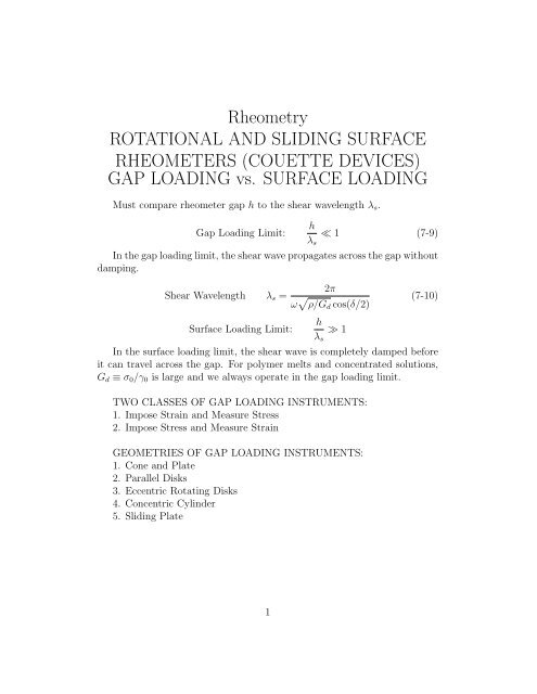 Rheometry ROTATIONAL AND SLIDING SURFACE RHEOMETERS ...