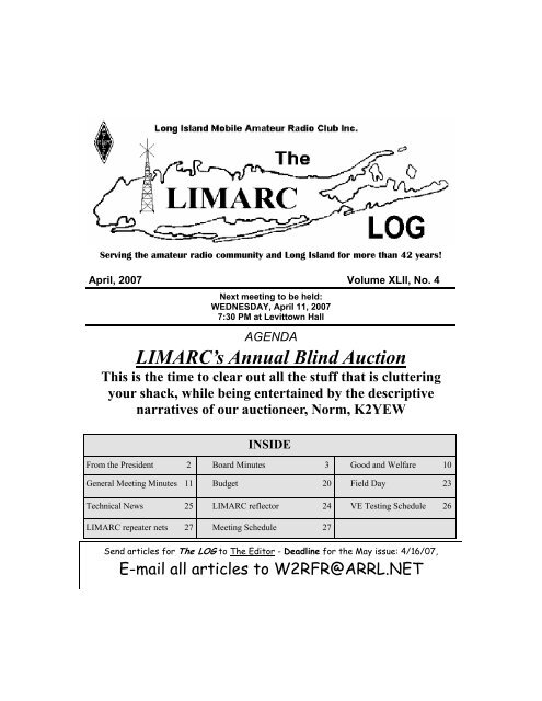April 2007 - LIMARC, the Long Island Mobile Amateur Radio Club