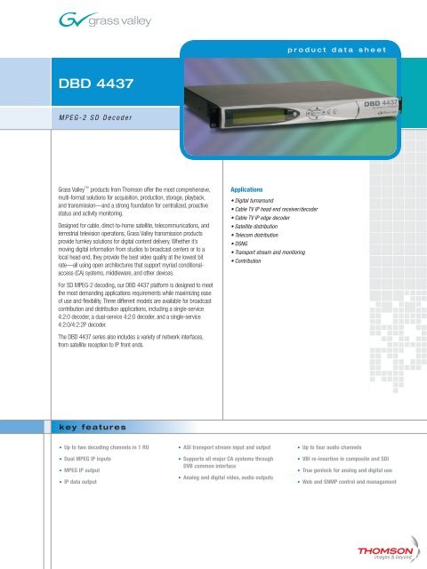 DBD4437 MPEG-2 SD Decoder - TBC Integration