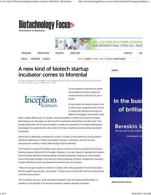 A-new-kind-of-biotech-startup-incubator-comes-to-Montréal-Biotechnology-Focus