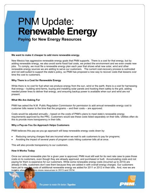 PNM Update: Renewable Energy - Questline