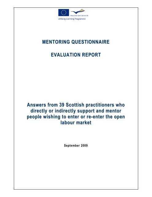 MENTORING QUESTIONNAIRE EVALUATION REPORT Answers ...