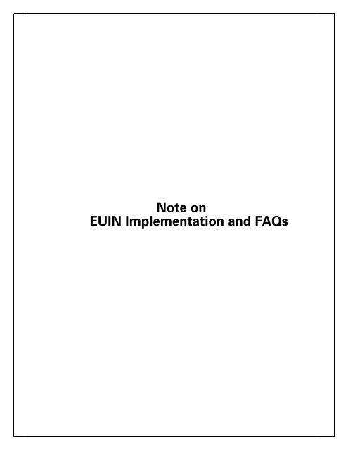 Note on EUIN Implementation and FAQs