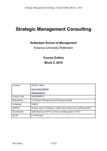 Strategic Management Consulting