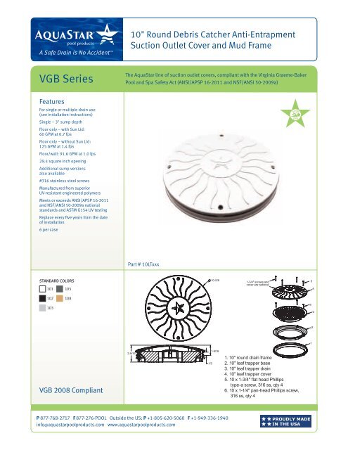 View Product Sheet - AquaStar Pool Products