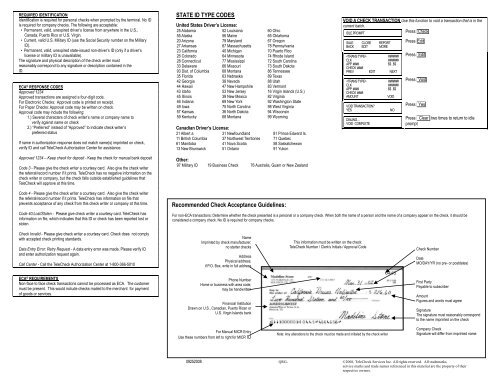 TeleCheck ECA Verification with TRS CollectionsQRG ... - First Data