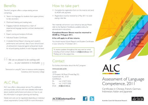 Assessment of Language Competence, 2011 - ACER