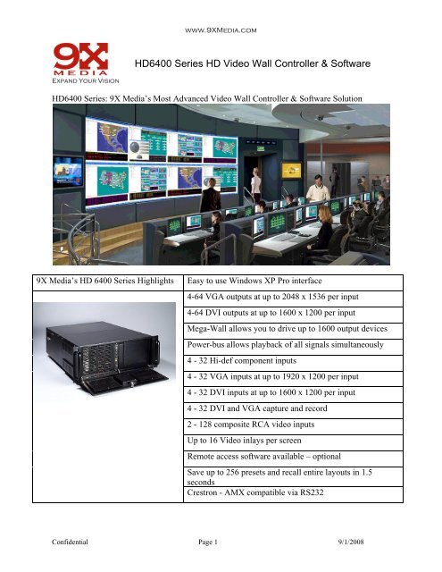 HD6400 Series HD Video Wall Controller & Software - 9X Media
