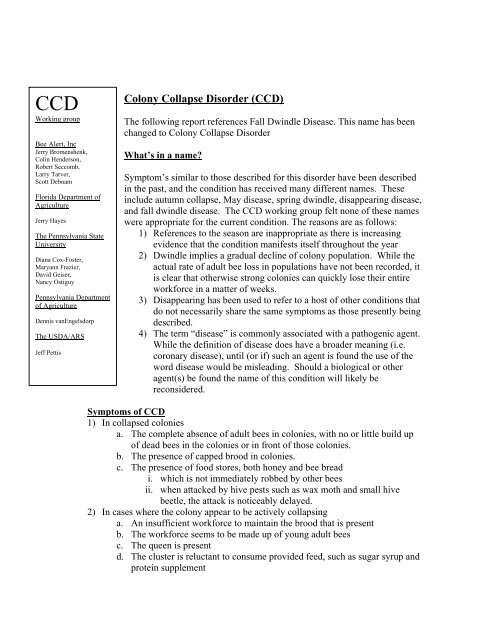 Colony Collapse Disorder (CCD)