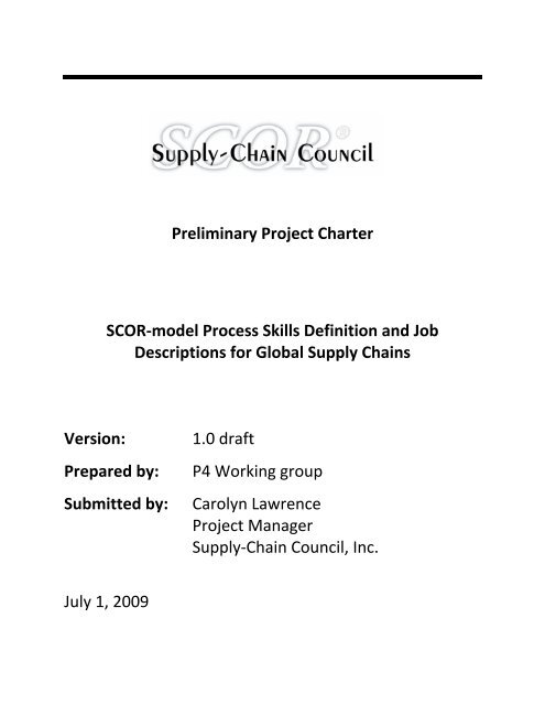 Project Charter - Supply Chain Council