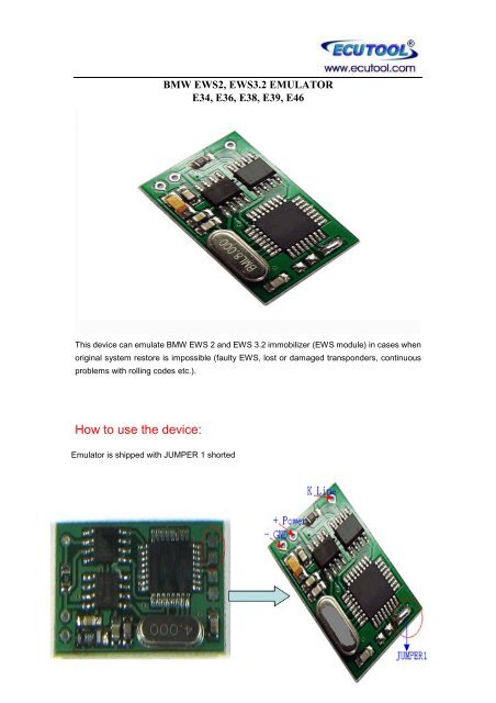 BMW EWS Emulator manual PDF