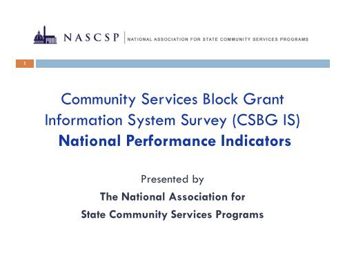 (CSBG IS) National Performance Indicators - NASCSP