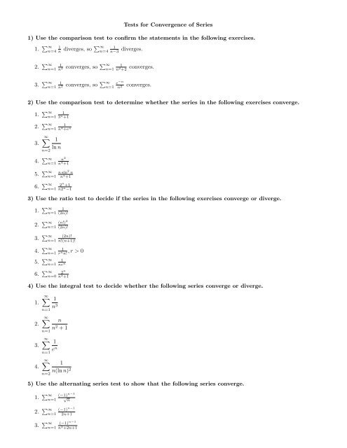 Tests for Convergence Practice