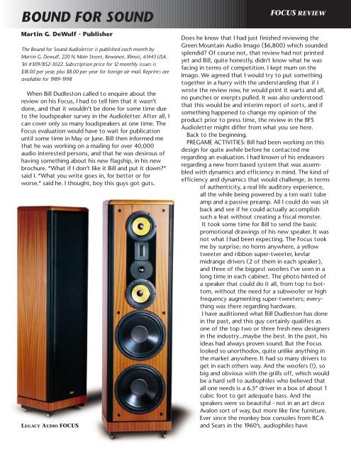 Bound for Sound Review - Legacy Audio