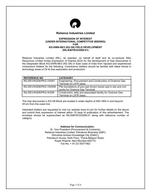 Reliance Industries Limited - Reliance Industries Ltd