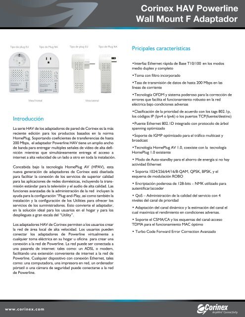 Corinex HAV Powerline Wall Mount F Adaptador