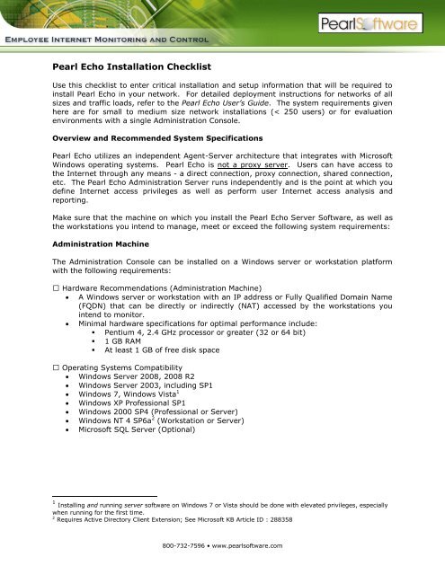 Installation Instructions - Pearl Software