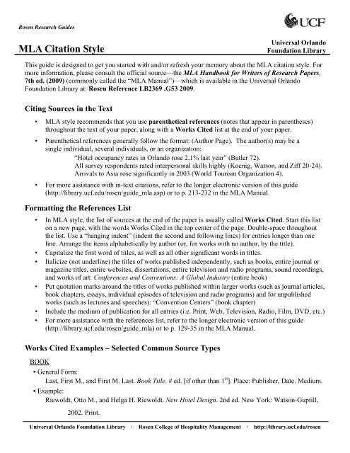 MLA PDF - UCF Library