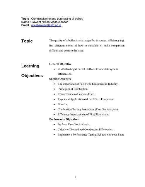 Commissioning and purchasing of boilers - Energy Manager Training