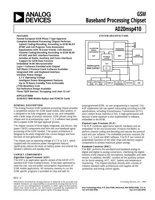 AD20msp410 GSM Baseband Processing Chipset - ZMiTAC