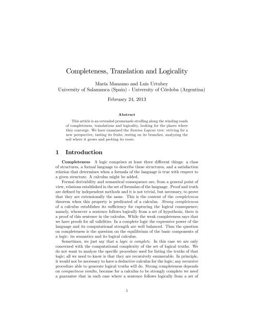 Completeness, Translation and Logicality