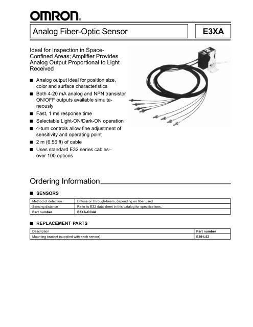 Analog Fiber-Optic Sensor E3XA - OMRON Russia ...