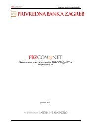 Upute za instalaciju - PBZCOM@NET - Privredna banka Zagreb