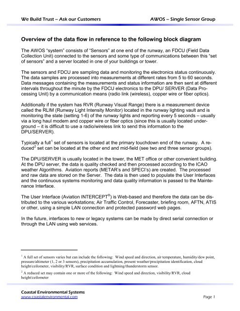 AWOS Block Diagram for a Single Sensor Group - Coastal ...
