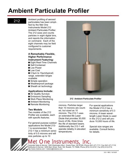 Ambient Particulate Profiler - Met One Instruments