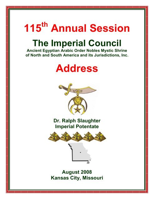 Imperial Potentate's Address - Ancient Egyptian Arabic Order Nobles ...