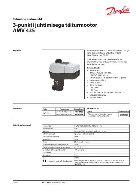 3-punkti juhtimisega tÃ¤iturmootor AMV 435 - Danfoss